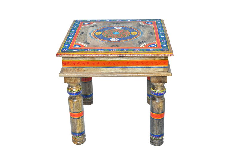 Rajasthani Art Inspired Square Table, Colorful Bohemian Coffee Table ...