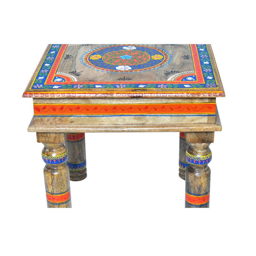 Rajasthani Art Inspired Square Table, Colorful Bohemian Coffee Table ...