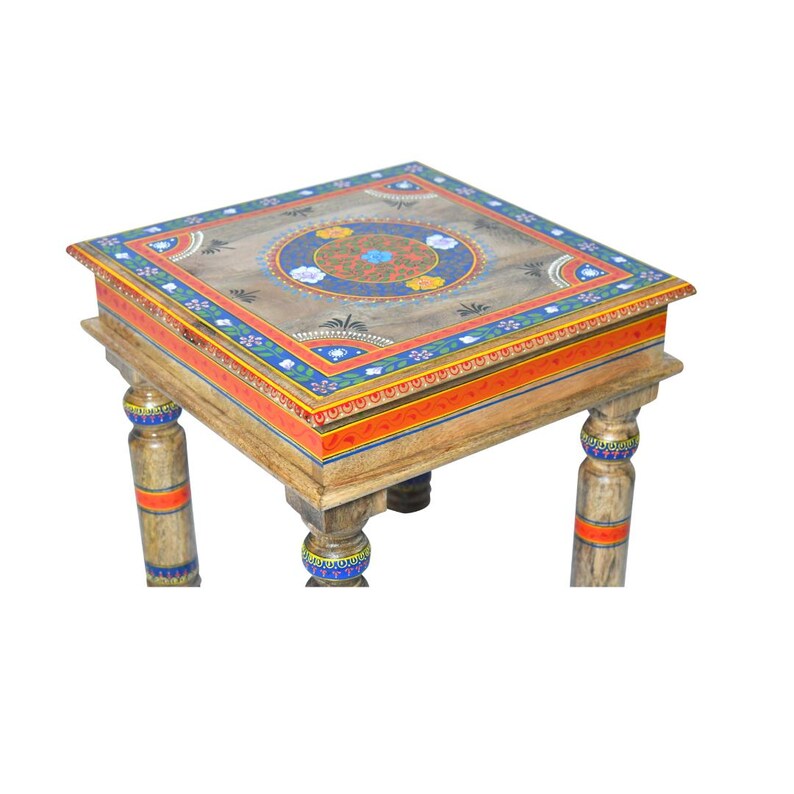 Rajasthani Art Inspired Square Table, Colorful Bohemian Coffee Table ...