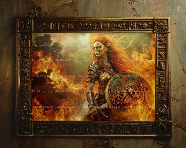 Boudica Giclee Art Print, Celtic Warrior Queen Wall Art, Fire Goddess ...