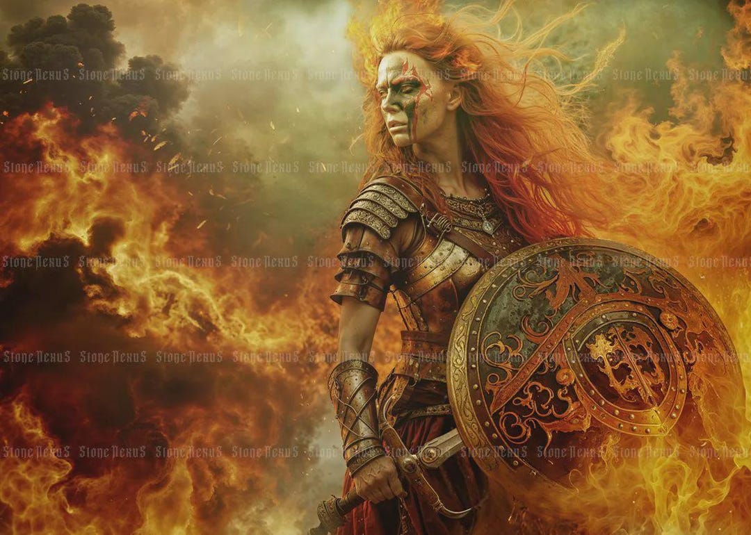 Boudica Giclee Art Print, Celtic Warrior Queen Wall Art, Fire Goddess ...