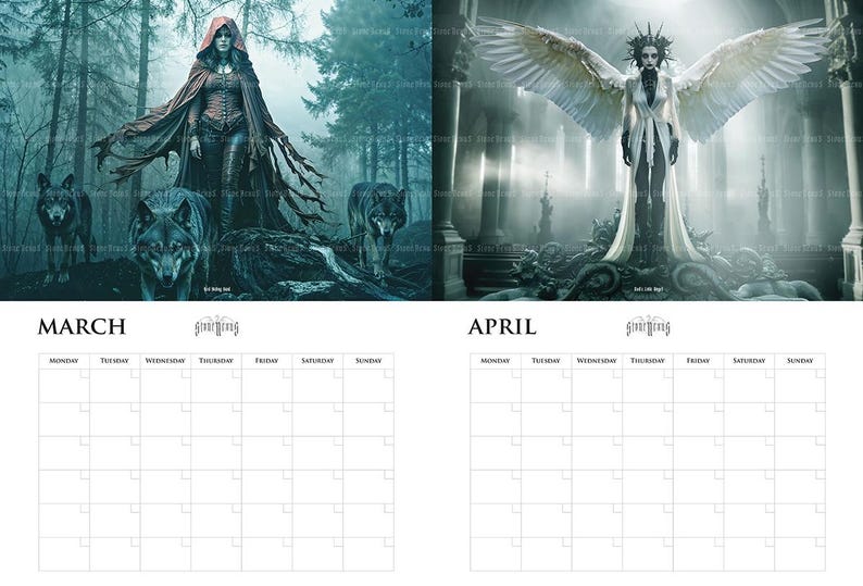 Gothica II Any Year Calendar - Etsy