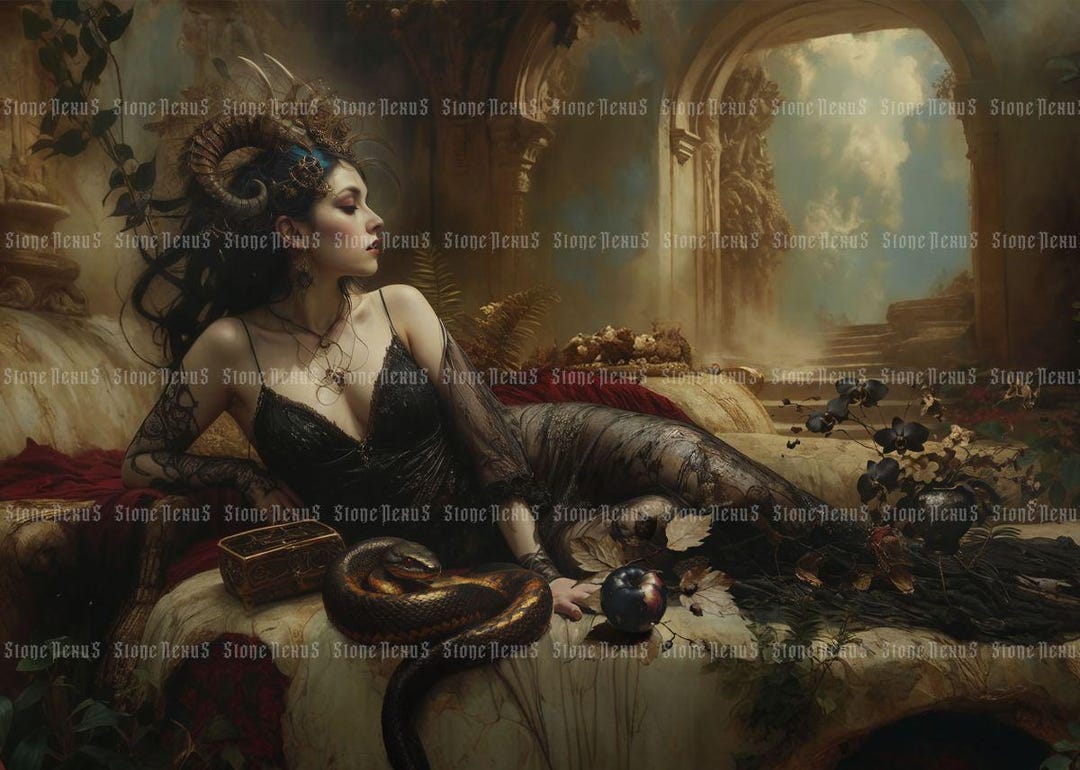 Lilith Before the Stairway to Heaven Art Print, Dark Gothic Goddess ...