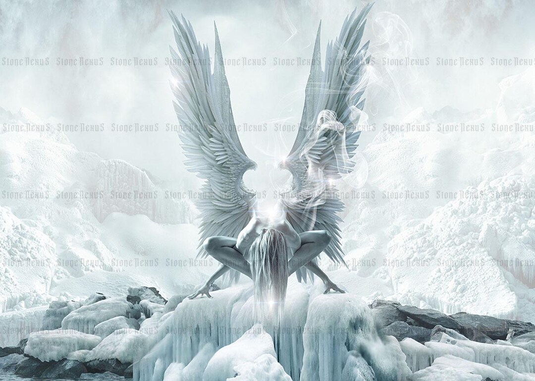 Alpha Omega Art Print, Beautiful Gothic White Angel Praying, Mystical ...