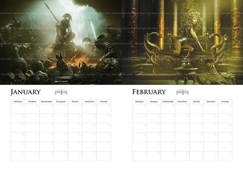 Myths & Legends Any Year Calendar - Etsy