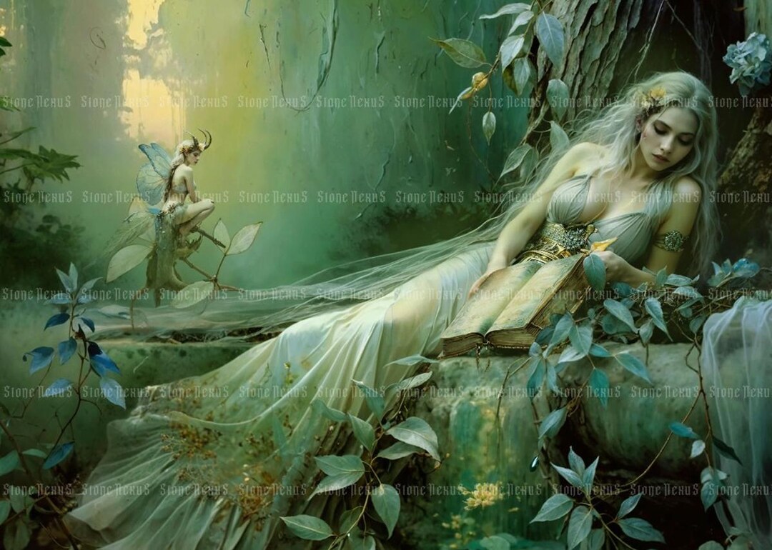 Aine - Summer Solstice Art Print, Beautiful Goddess in Mystical Forest ...