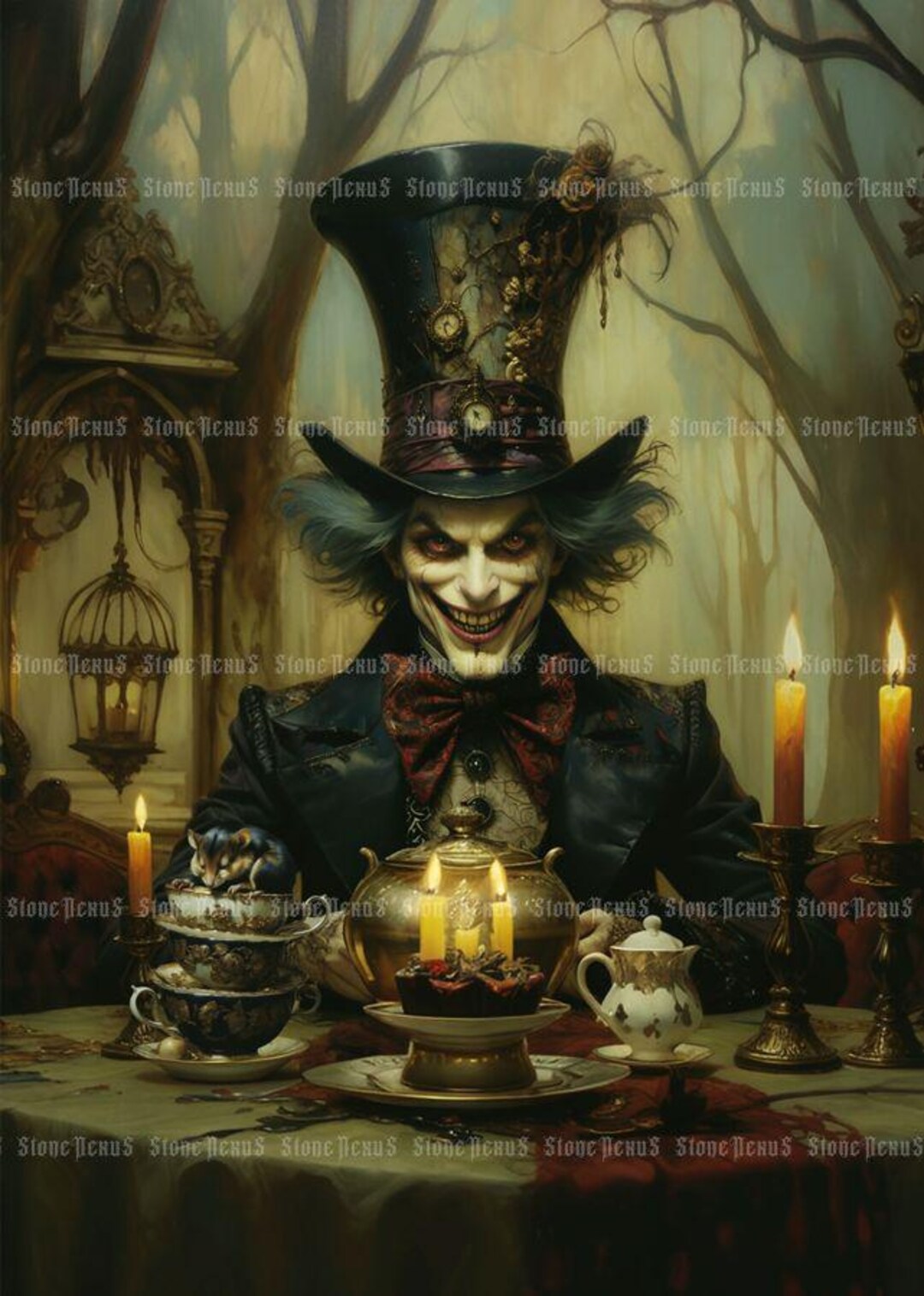 Gothic Mad Hatter Art Print: Dark Fairy Tale Alice in Wonderland. Title ...