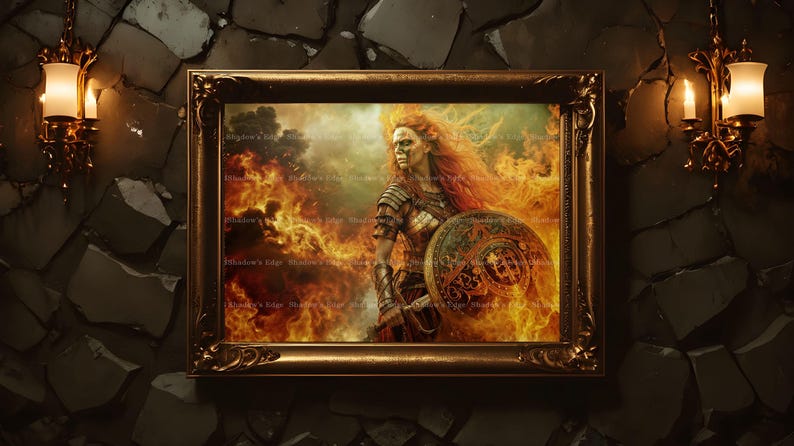 Boudica Giclee Art Print, Celtic Warrior Queen Wall Art, Fire Goddess ...