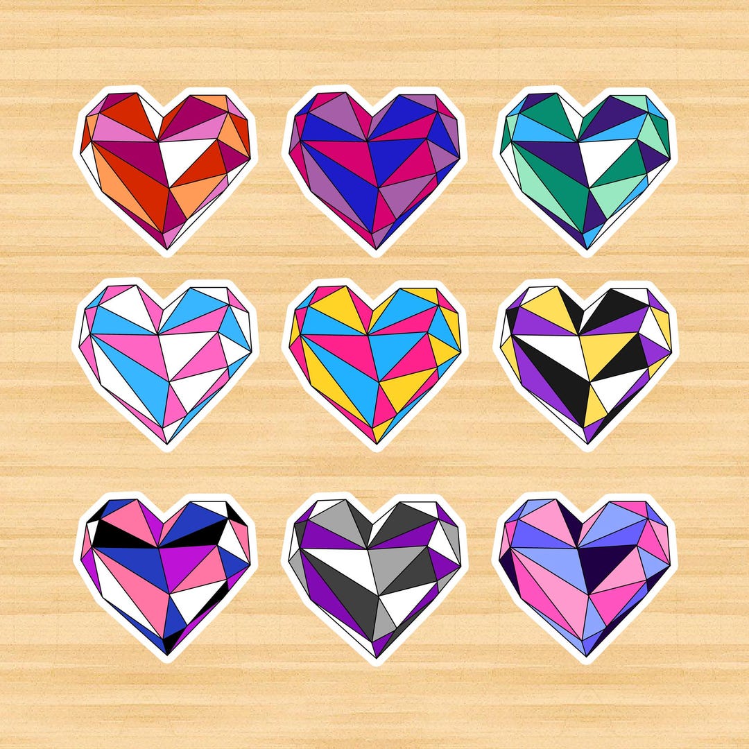 LGBTQIA+ Heart Stickers | Subtle Lesbian Bi Transgender Poly Nonbinary ...