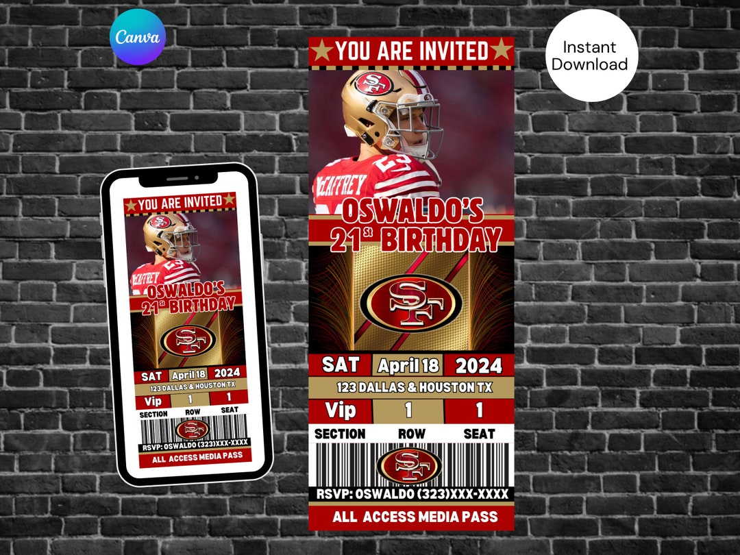 Christian Mccaffrey Editable Invitation San Francisco 49ers 49ers ...