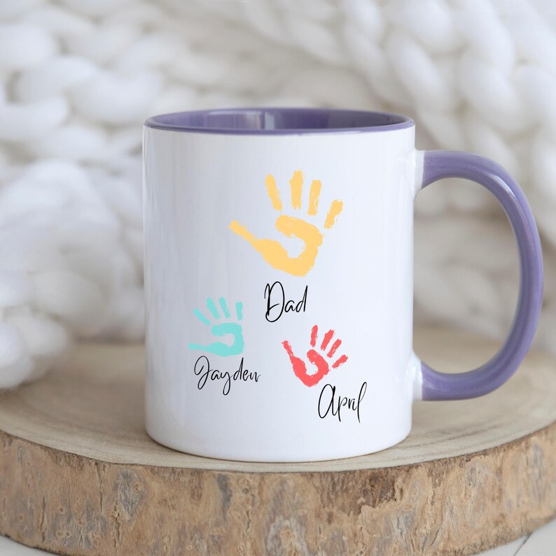Personalised Dad Mug With Kids Handprints. Dad Mug From the Kids ...