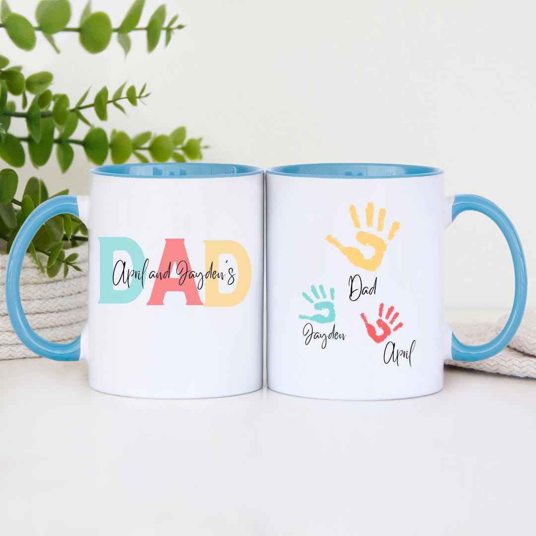 Personalised Dad Mug With Kids Handprints. Dad Mug From the Kids ...