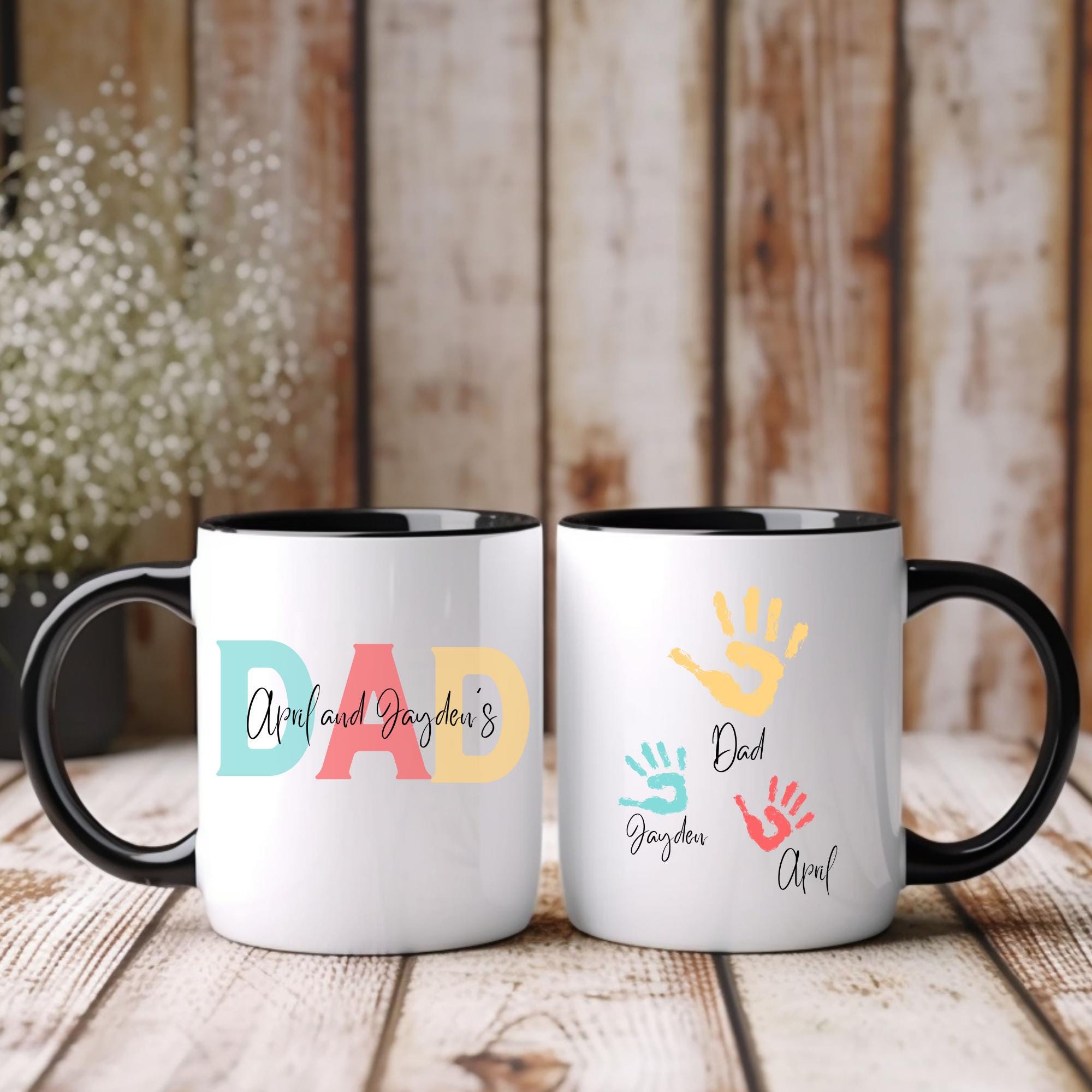 Personalised Dad Mug With Kids Handprints. Dad Mug From the Kids ...