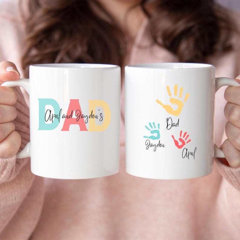 Personalised Dad Mug With Kids Handprints. Dad Mug From the Kids ...