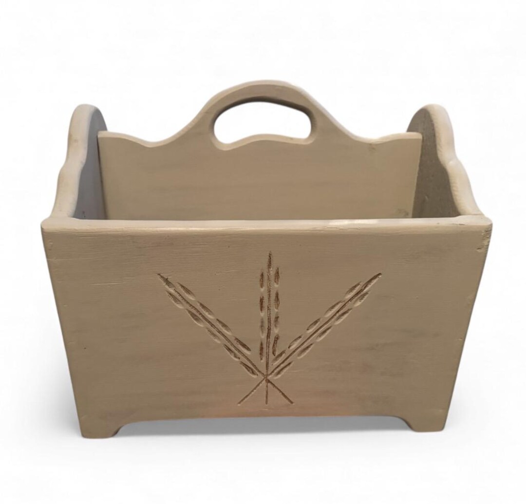 Rustic Wooden Storage Caddy With Wheat Design - Etsy