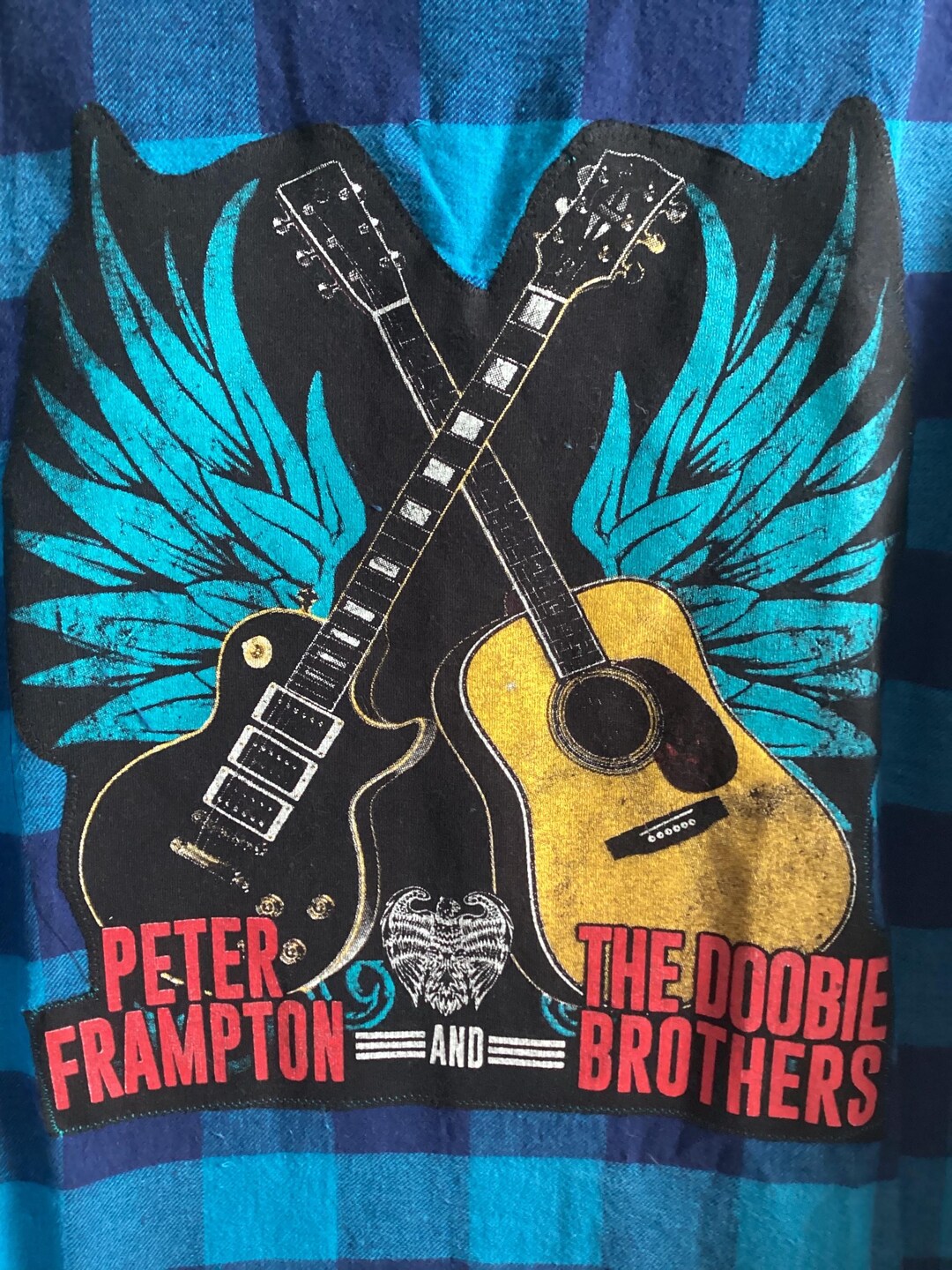 Peter Frampton/doobie Brothers Upcycled Reworked Band Flannel- L Womens ...