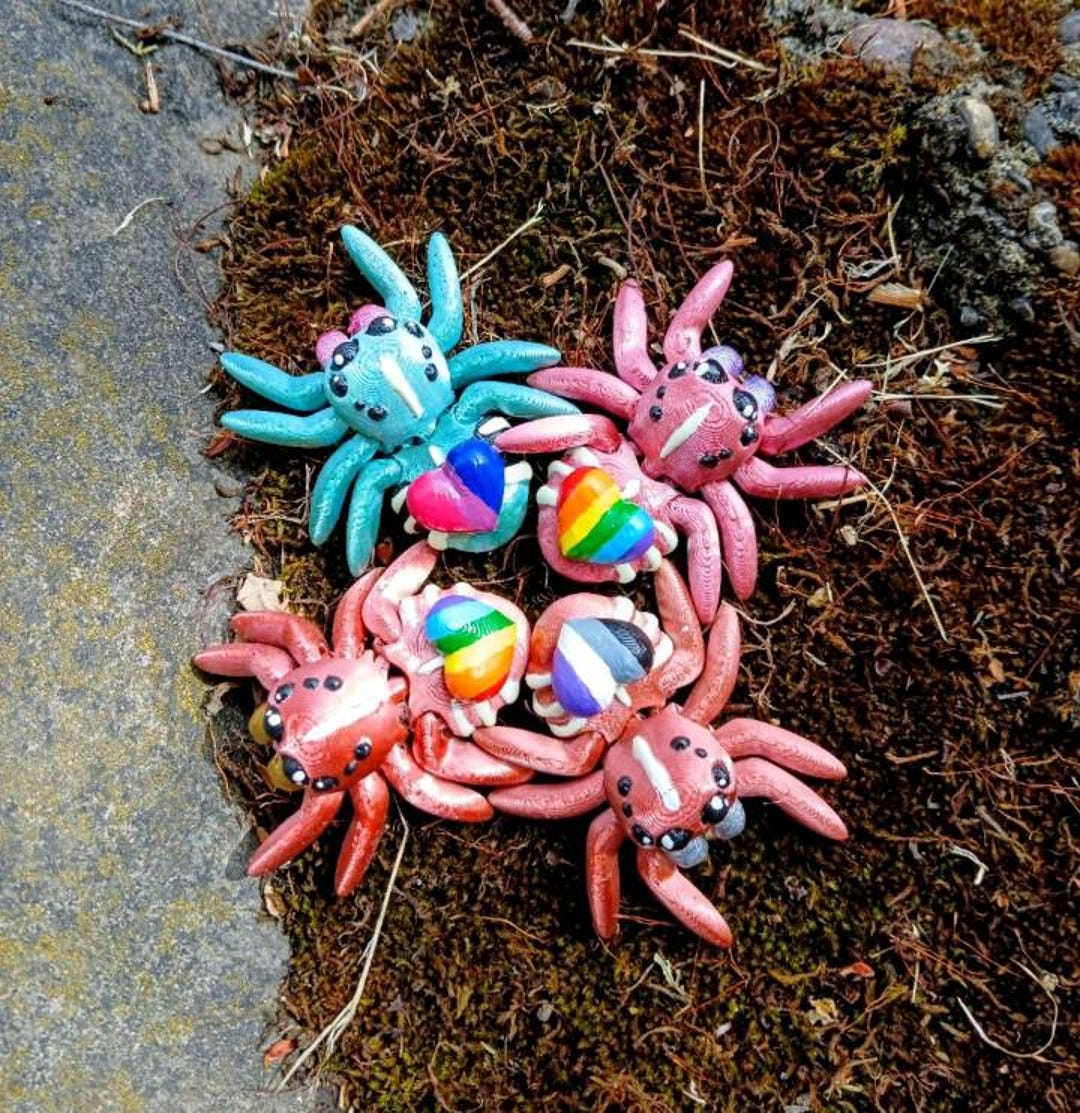 Pride Jumping Spiders Hand-painted 3d-printed. - Etsy