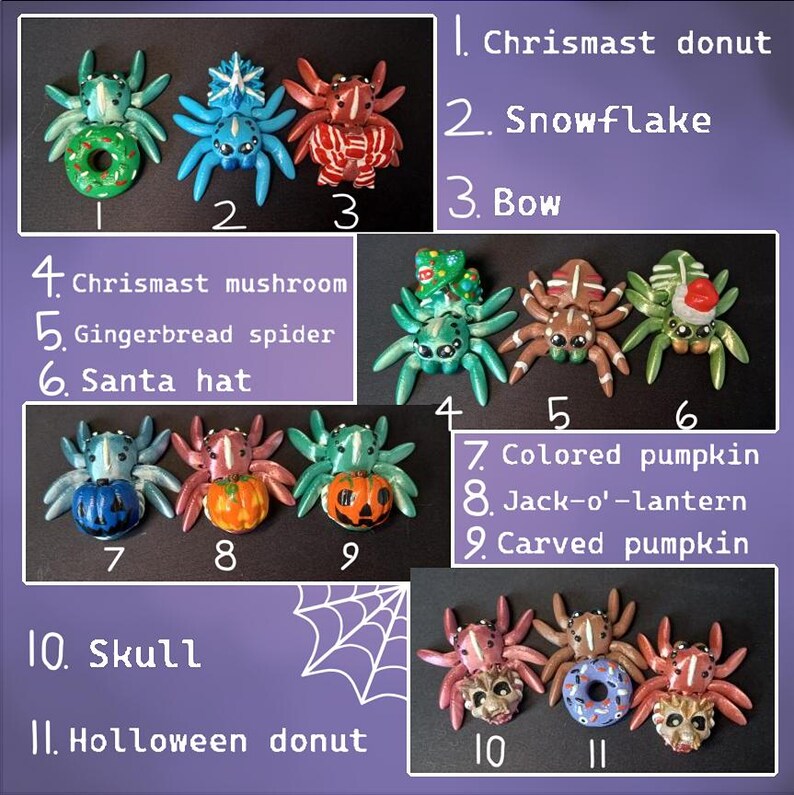 Hand Painted 3D Holiday Spiders - Etsy