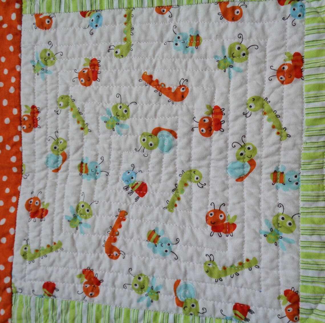 Bug Theme Pinwheel Baby Quilt Orange Yellow Lime Light - Etsy