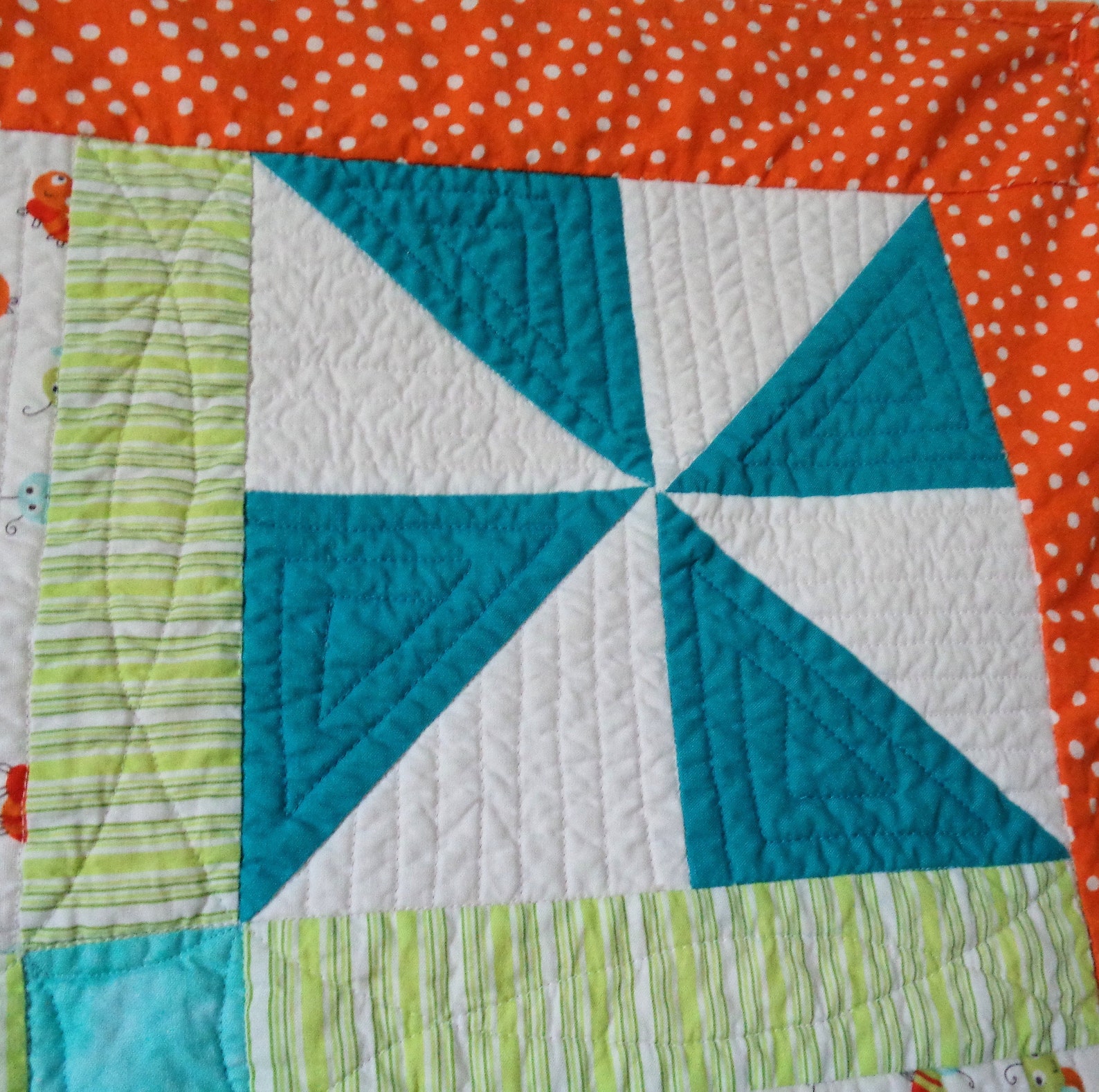 Bug Theme Pinwheel Baby Quilt Orange Yellow Lime Light - Etsy