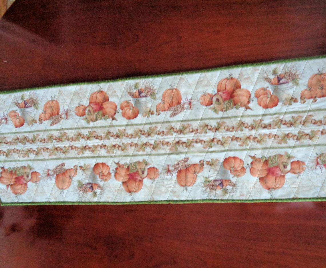 Fall Pumpkin Quilted Table Runner Fall Quilted Table Decor - Etsy