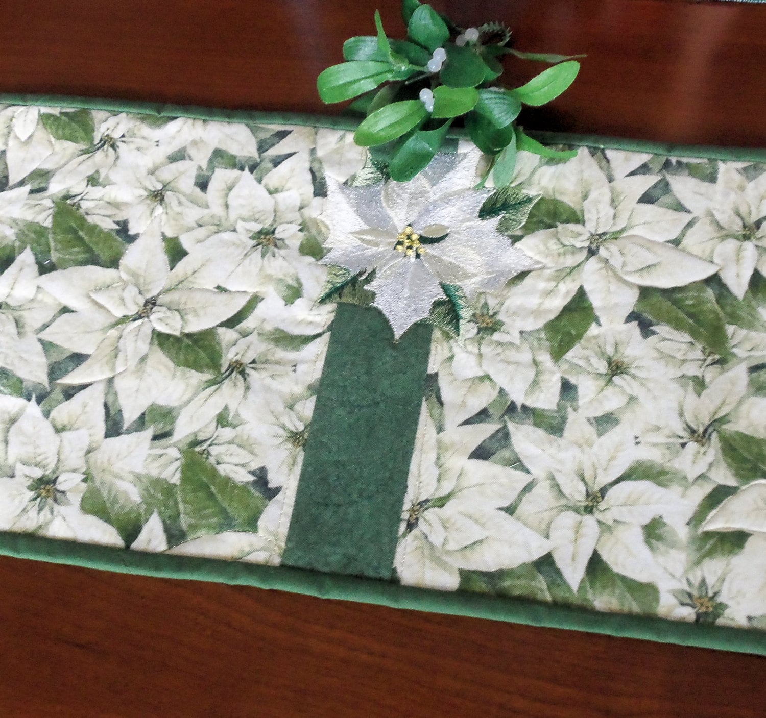 White Poinsettia Quilted Table Runner - Etsy