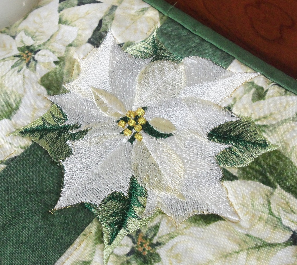 White Poinsettia Quilted Table Runner - Etsy