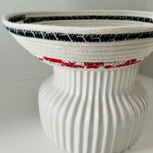 Embroidered Rooster Rope Bowl Enatural Red and Black - Etsy