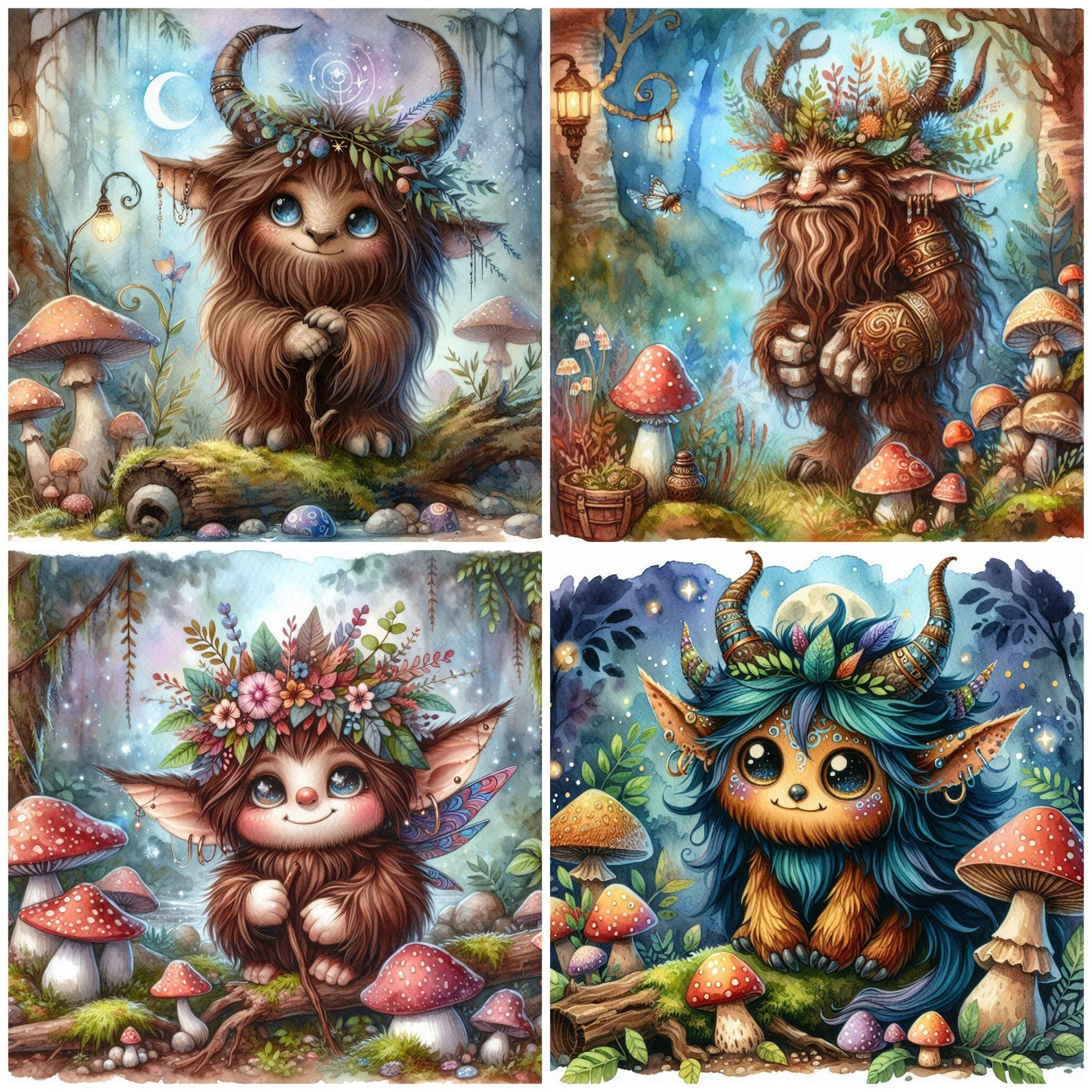 16 Mythical Brownie Watercolor Clip Art Images - Etsy