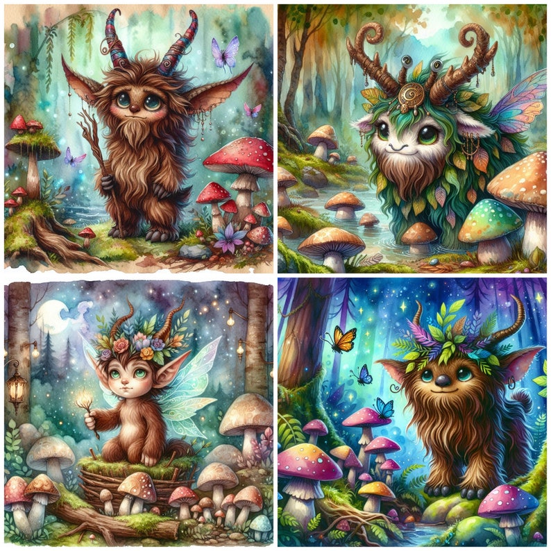 16 Mythical Brownie Watercolor Clip Art Images - Etsy