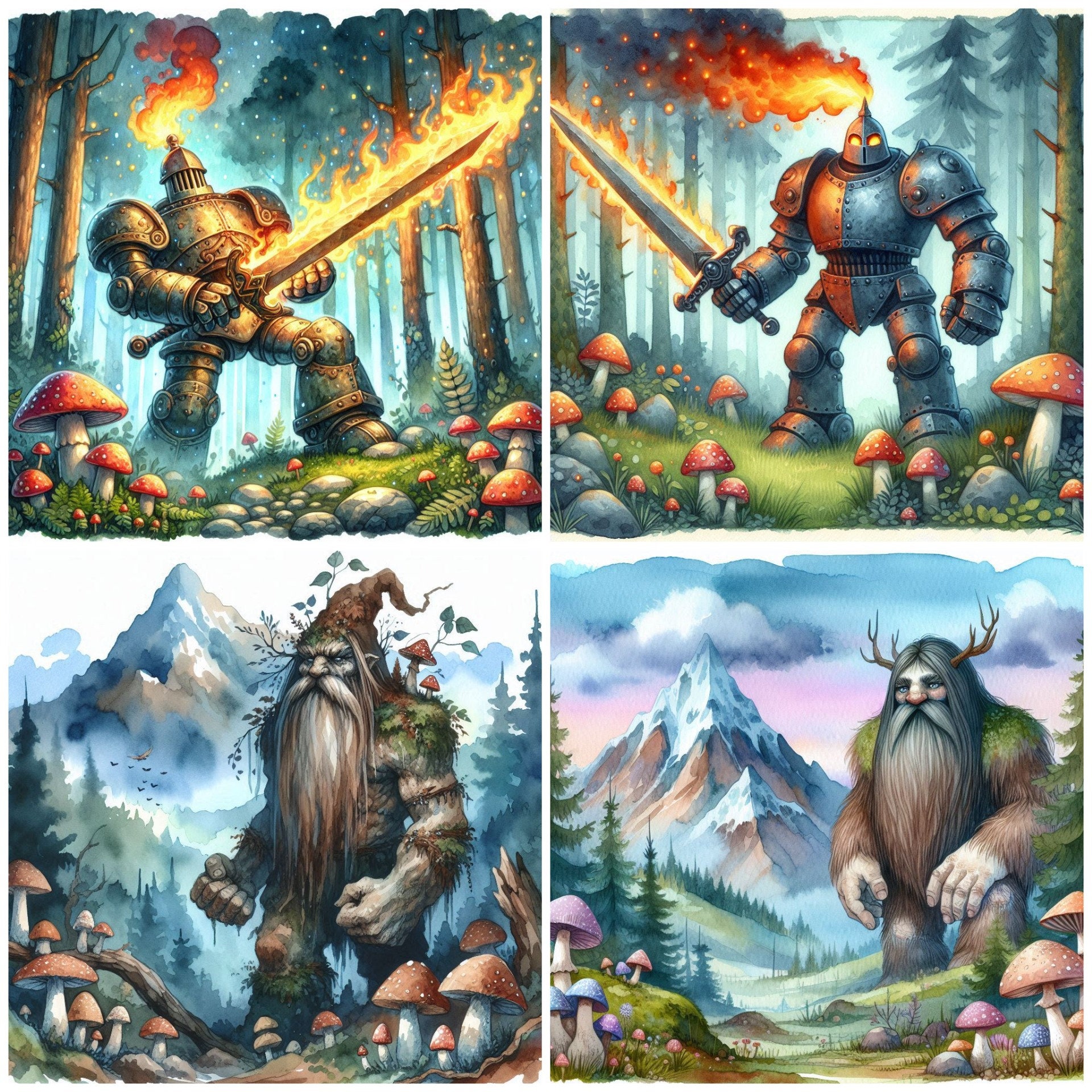 20 Fantasy Giant and Cyclops Watercolor Clip Art/images - Etsy