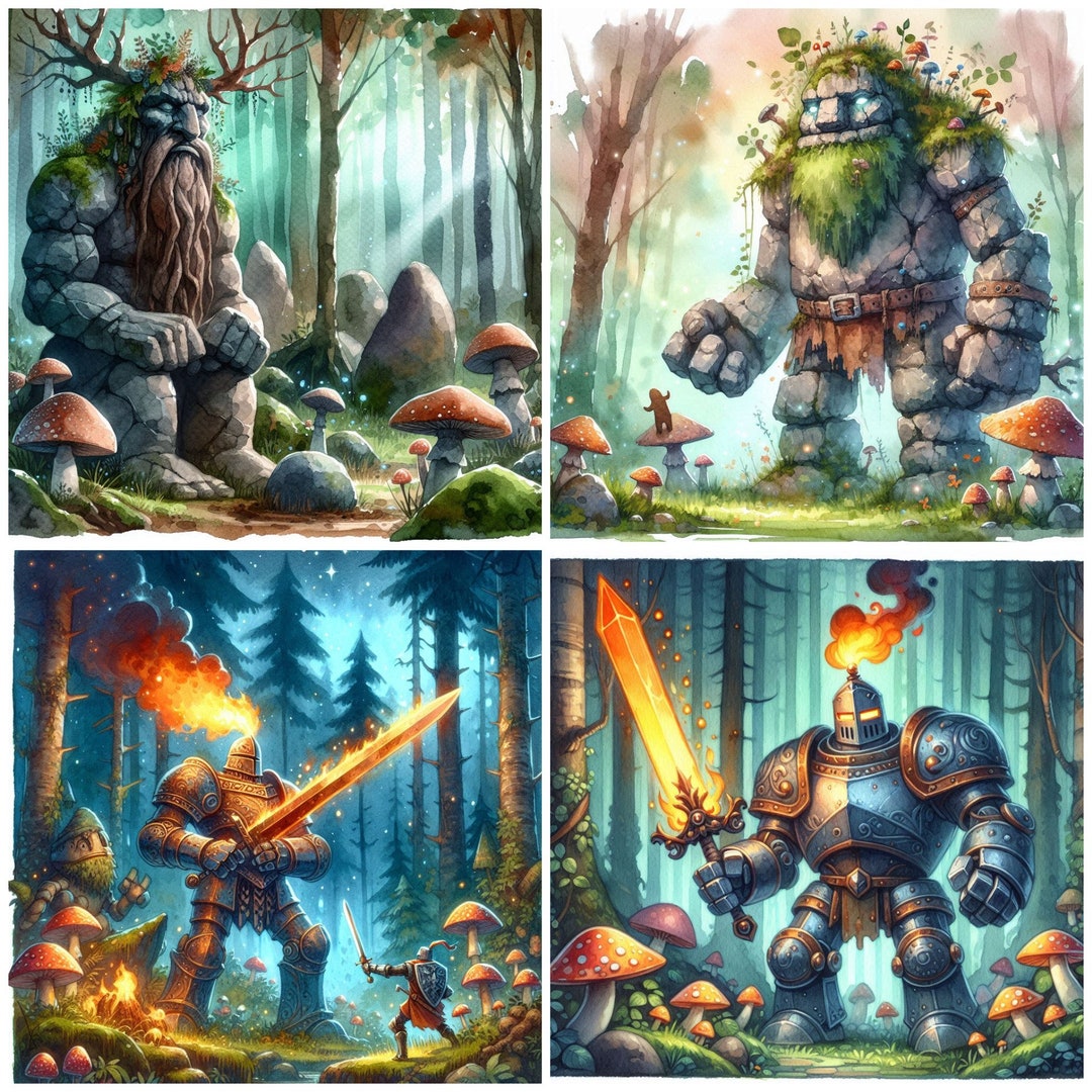 20 Fantasy Giant and Cyclops Watercolor Clip Art/images - Etsy