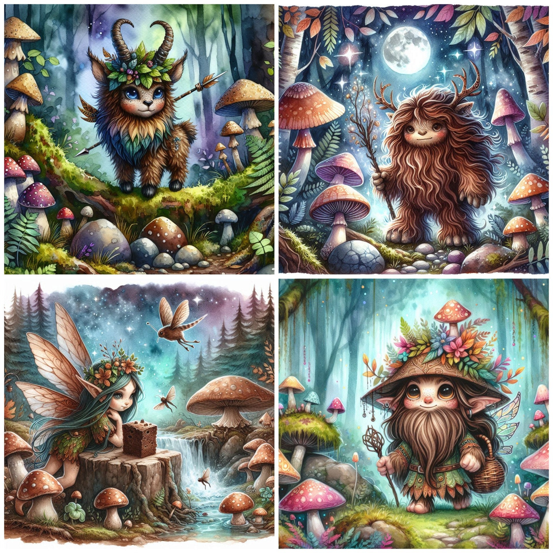 16 Mythical Brownie Watercolor Clip Art Images - Etsy