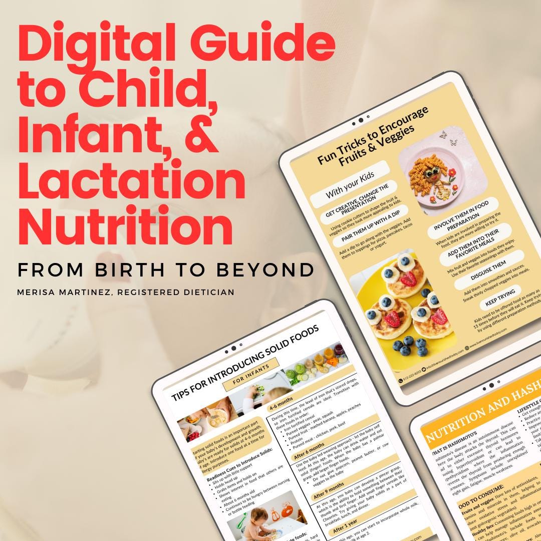 Child, Infant and Lactation Nutrition Handouts - Etsy