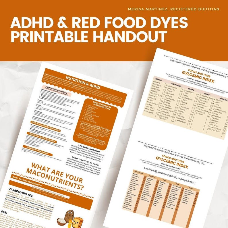 ADHD & Red Food Dyes Printable Handout - Etsy