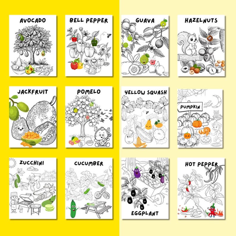 Nutritional Coloring Pages for Kids | Fruit Coloring Sheets, Vegetable ...