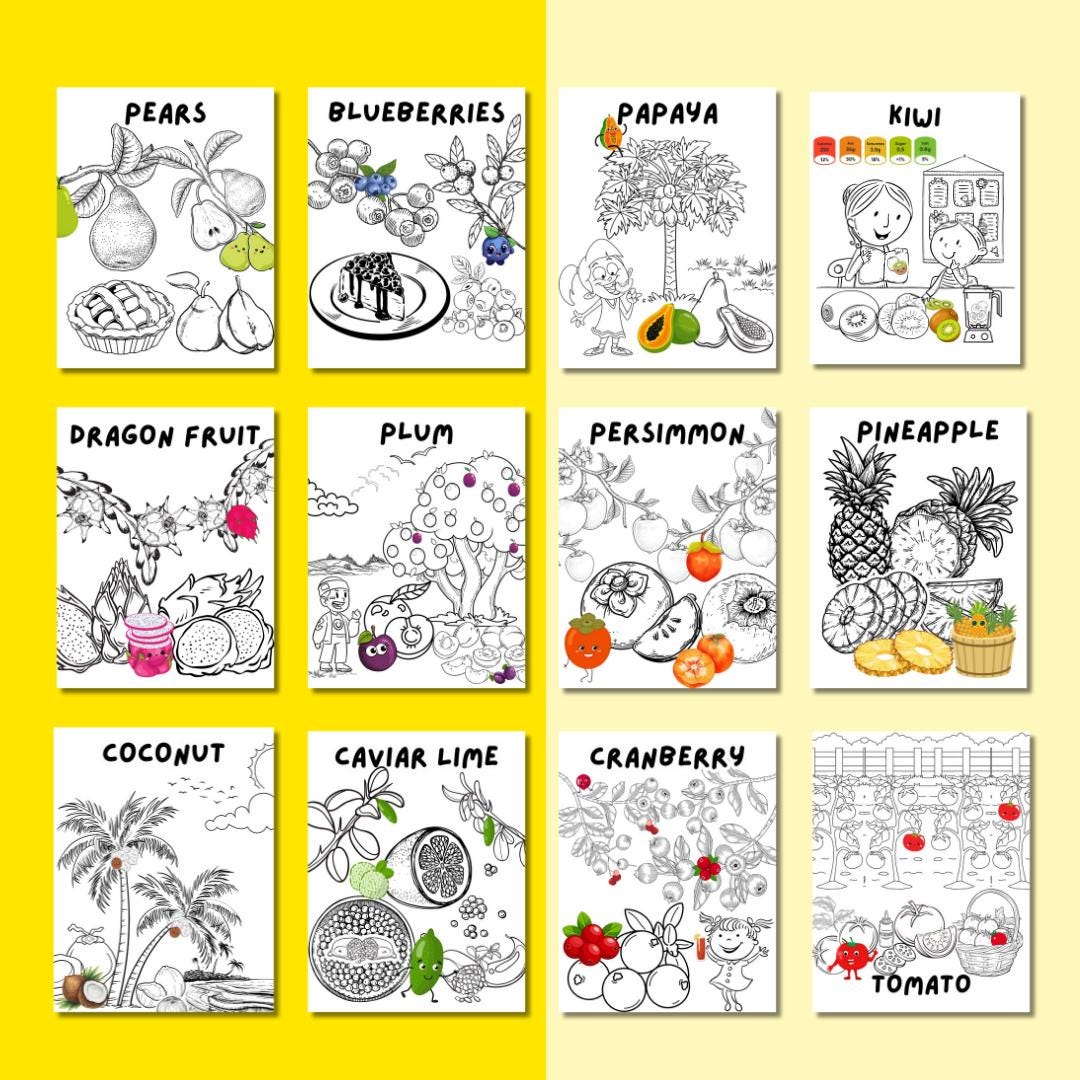 Nutritional Coloring Pages for Kids – Digital Printable - Etsy