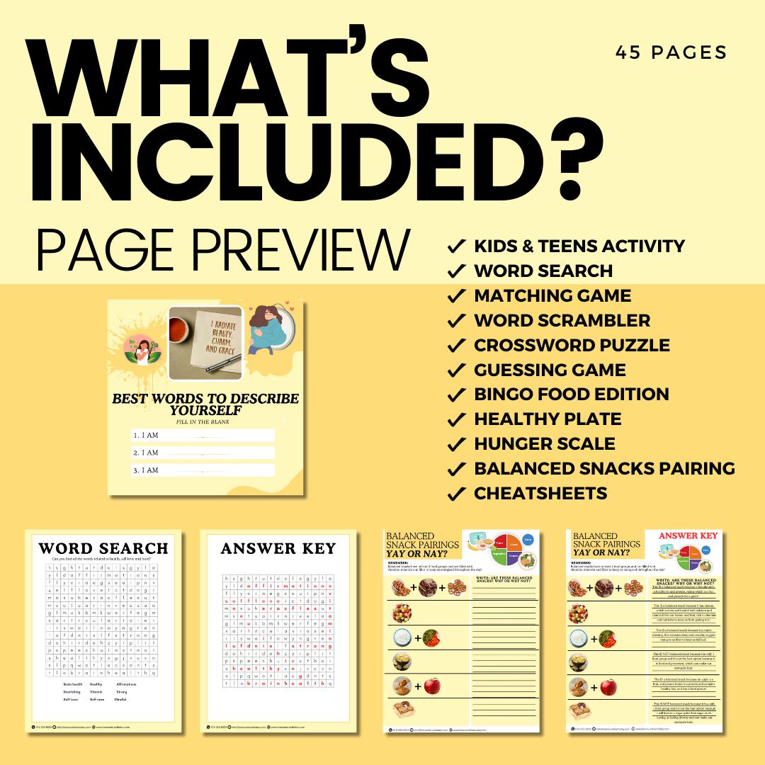 Nutrition Games & Activities Printable – Kids Educational PDF, Canva ...