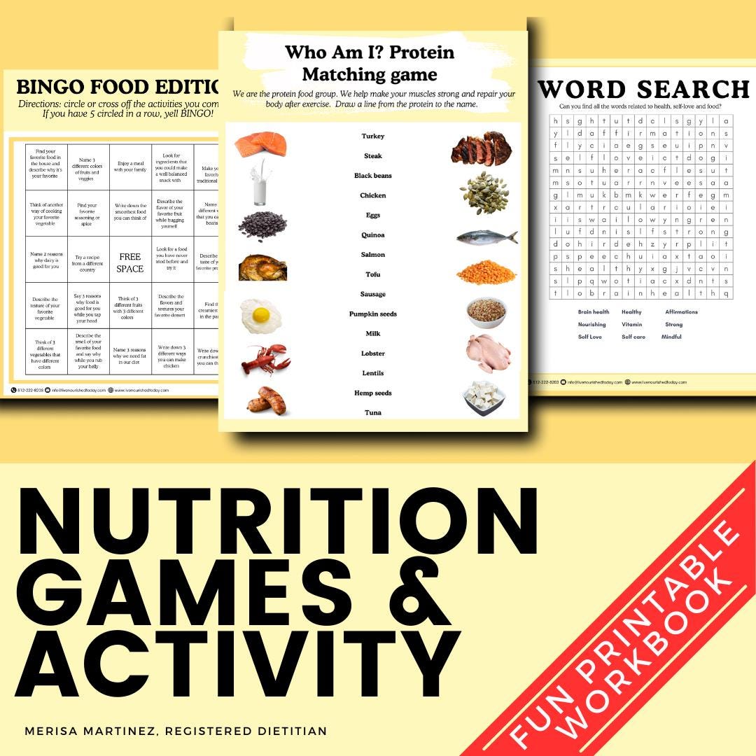 Fun and Educational Nutrition Games & Activities for Kids - Etsy