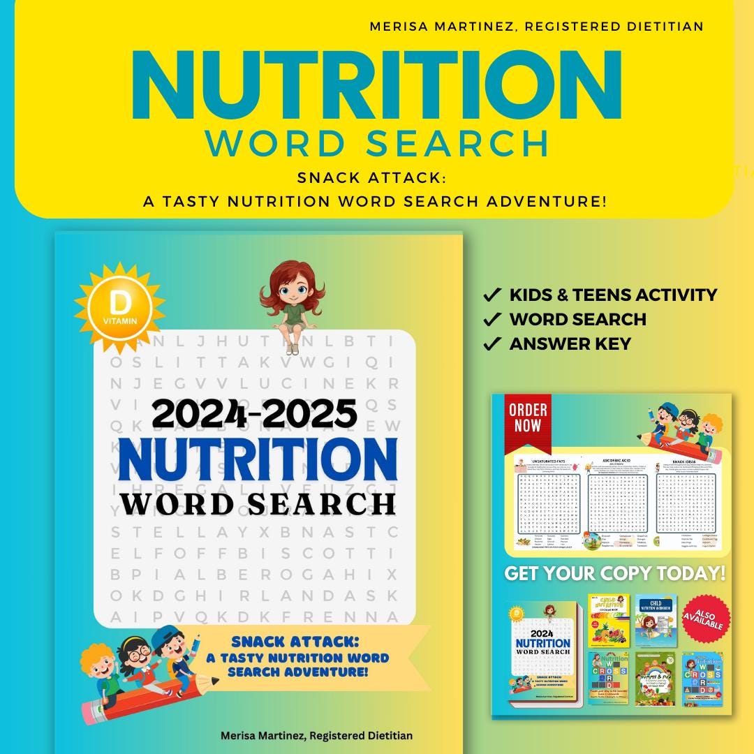 Nutrition Word Search, Fun Nutrition Games - Etsy