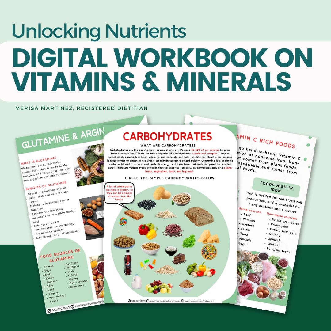 Vitamins & Minerals Nutrition Guide - 17 Page PDF - Nutrition Workbook ...