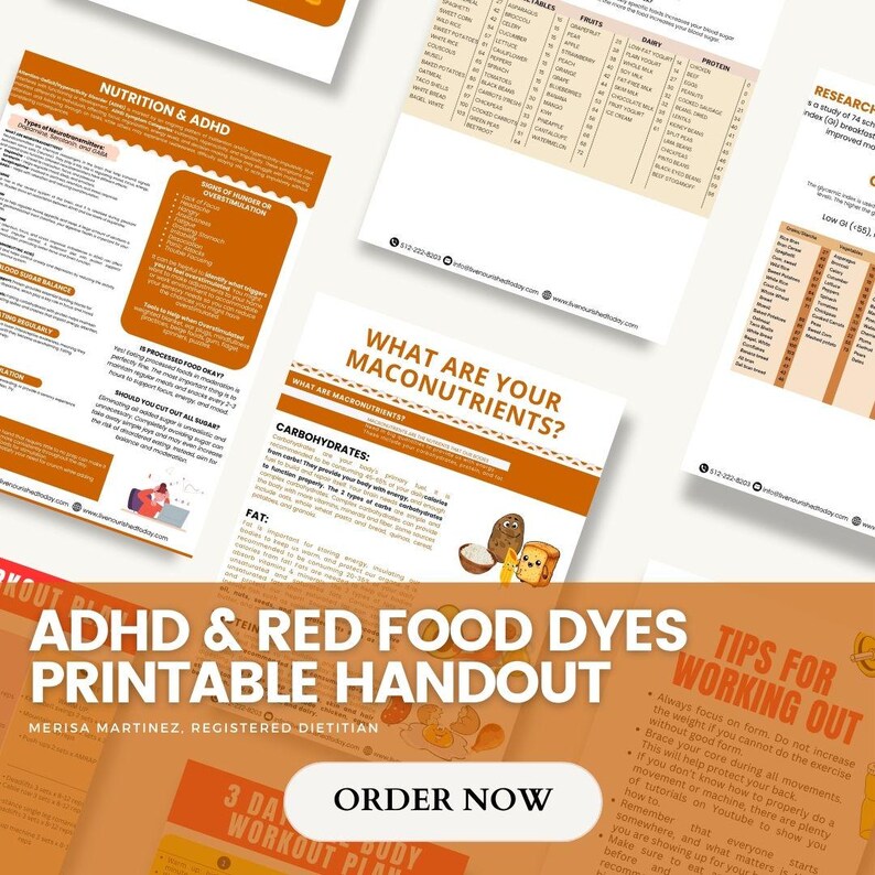 ADHD & Red Food Dyes Printable Handout - Etsy