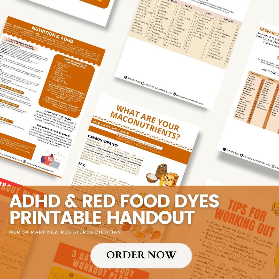 ADHD & Red Food Dyes Printable Handout - Etsy