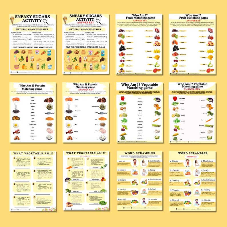 Fun and Educational Nutrition Games & Activities for Kids - Etsy