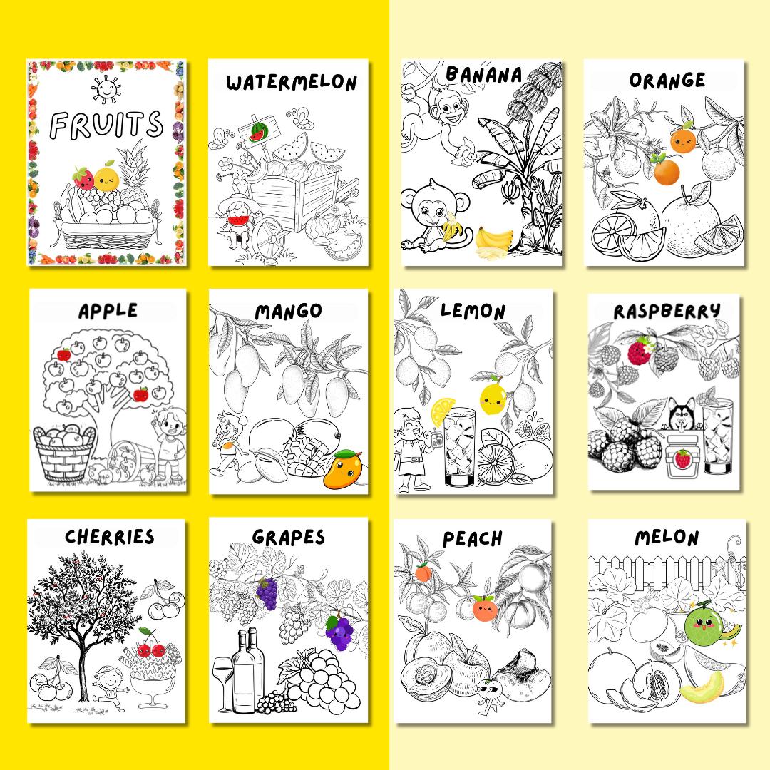 Nutritional Coloring Pages for Kids | Fruit Coloring Sheets, Vegetable ...
