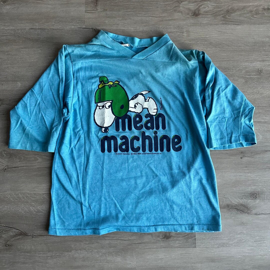 Vintage 80's Peanuts Mean Machine Blue Raglan Size XL - Etsy