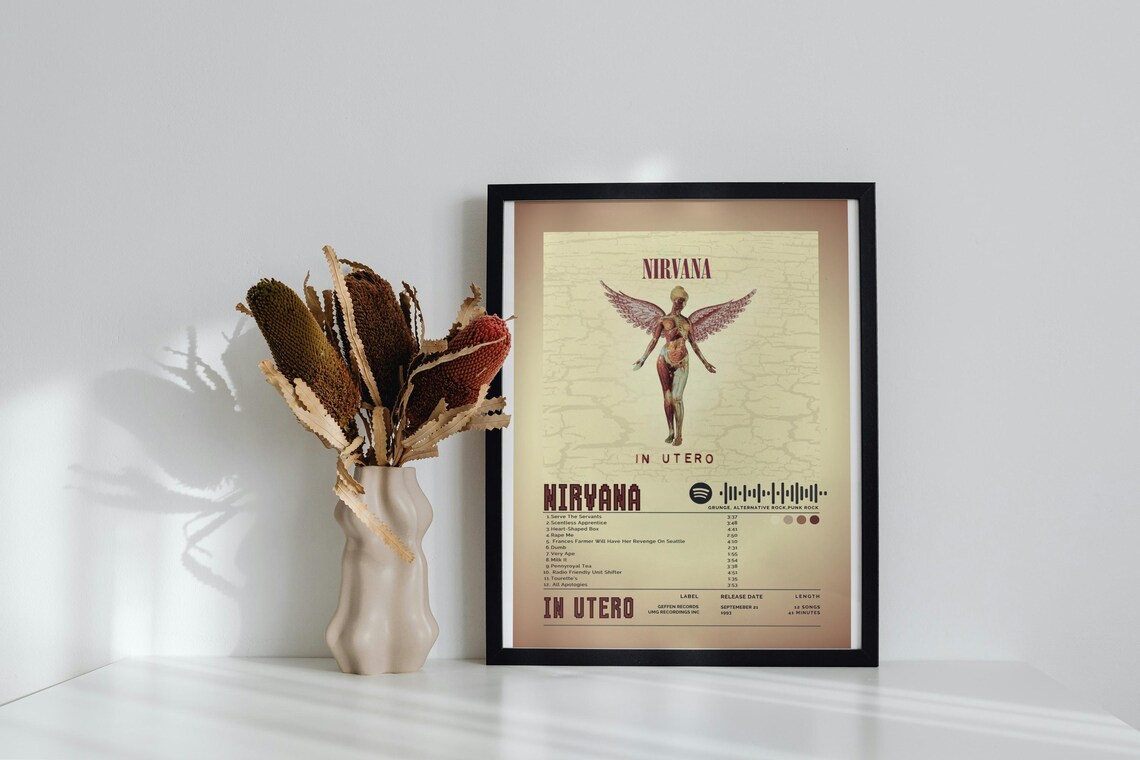 Nirvana | in Utero | Album Cover Print Poster | Wall Art | Artwork | A4 ...