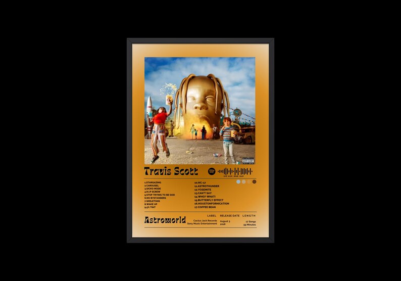 Travis Scott | Astroworld | Album Cover Print Poster | Wall Art ...