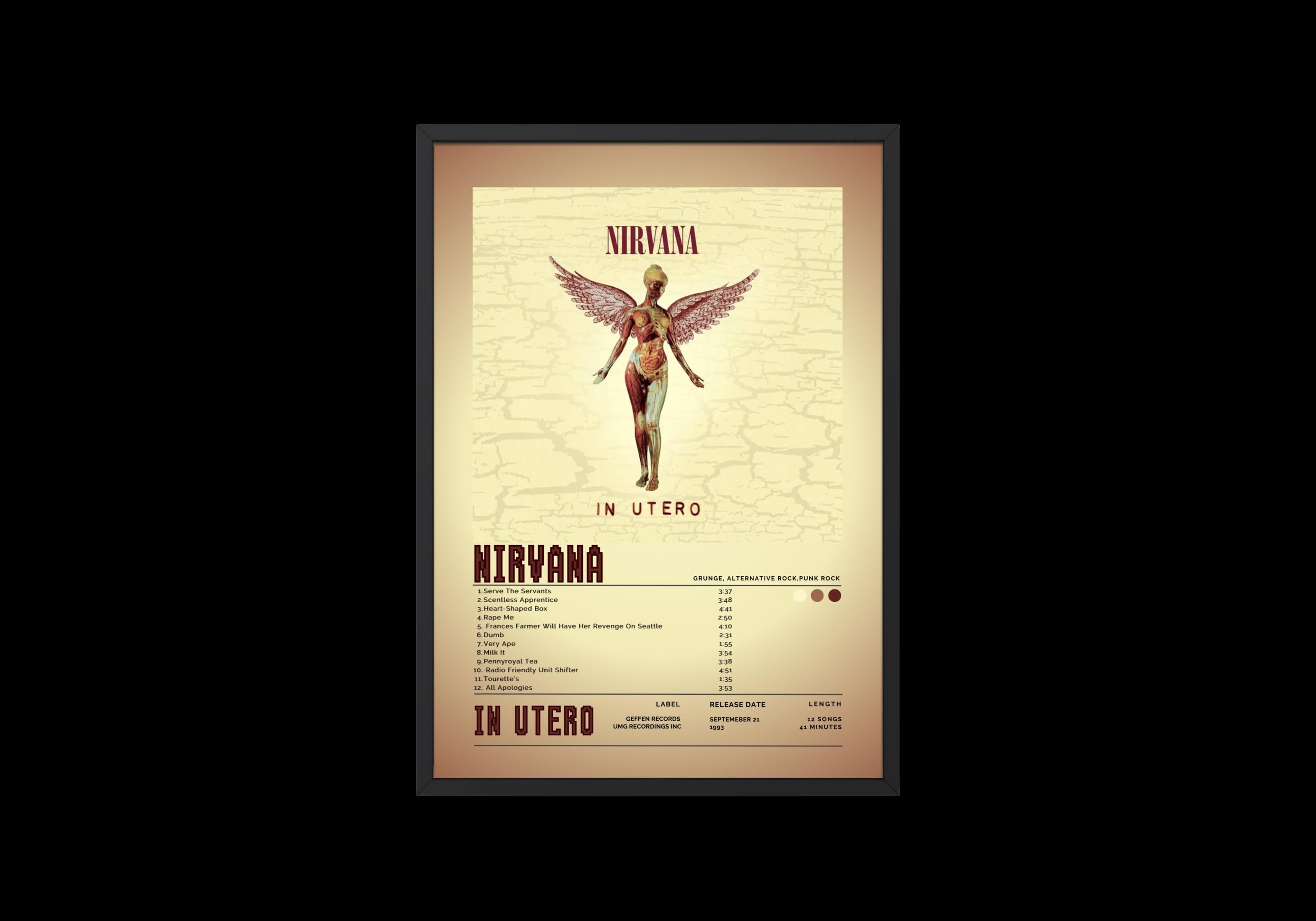 Nirvana | in Utero | Album Cover Print Poster | Wall Art | Artwork | A4 ...