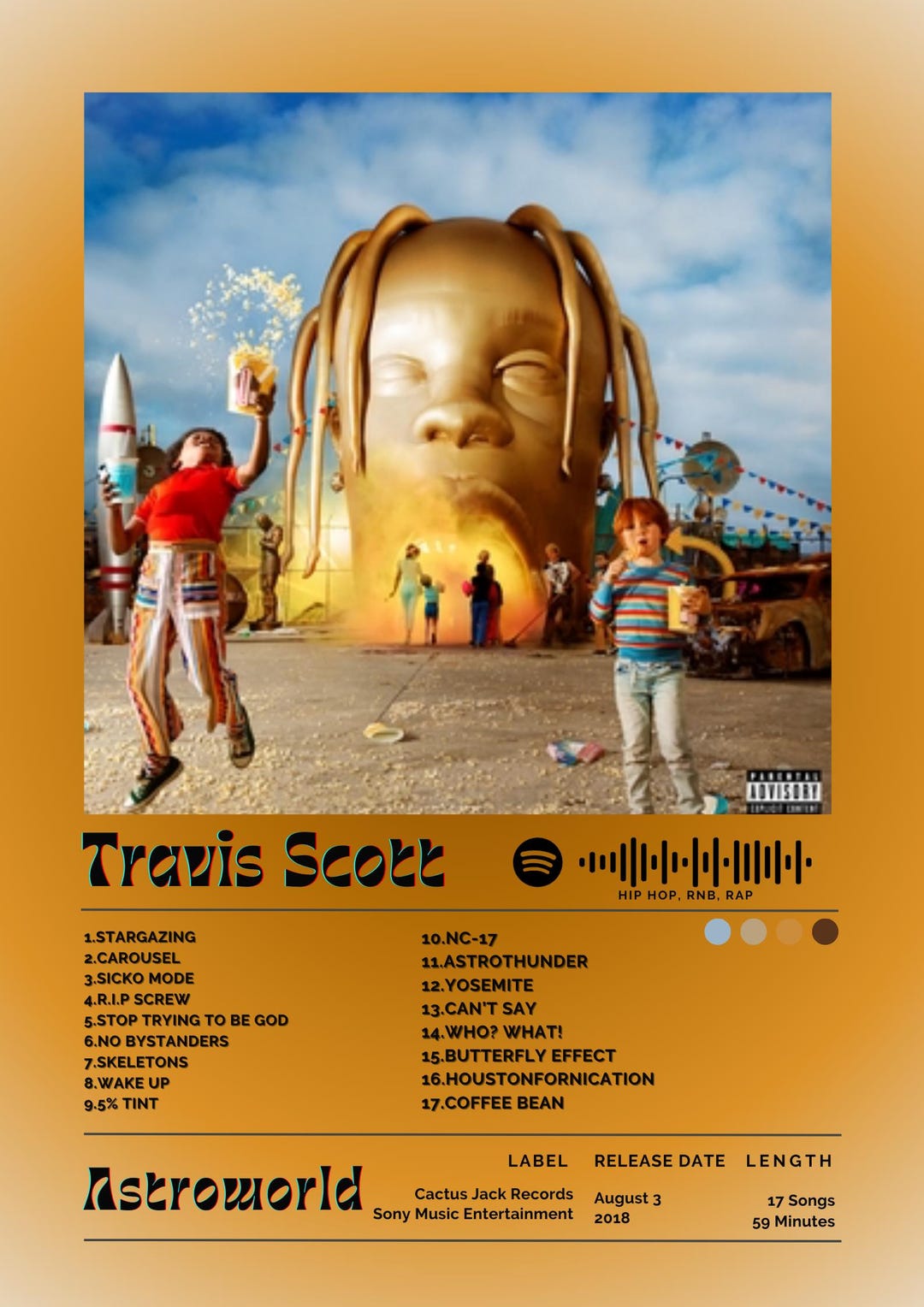 Travis Scott | Astroworld | Album Cover Print Poster | Wall Art ...